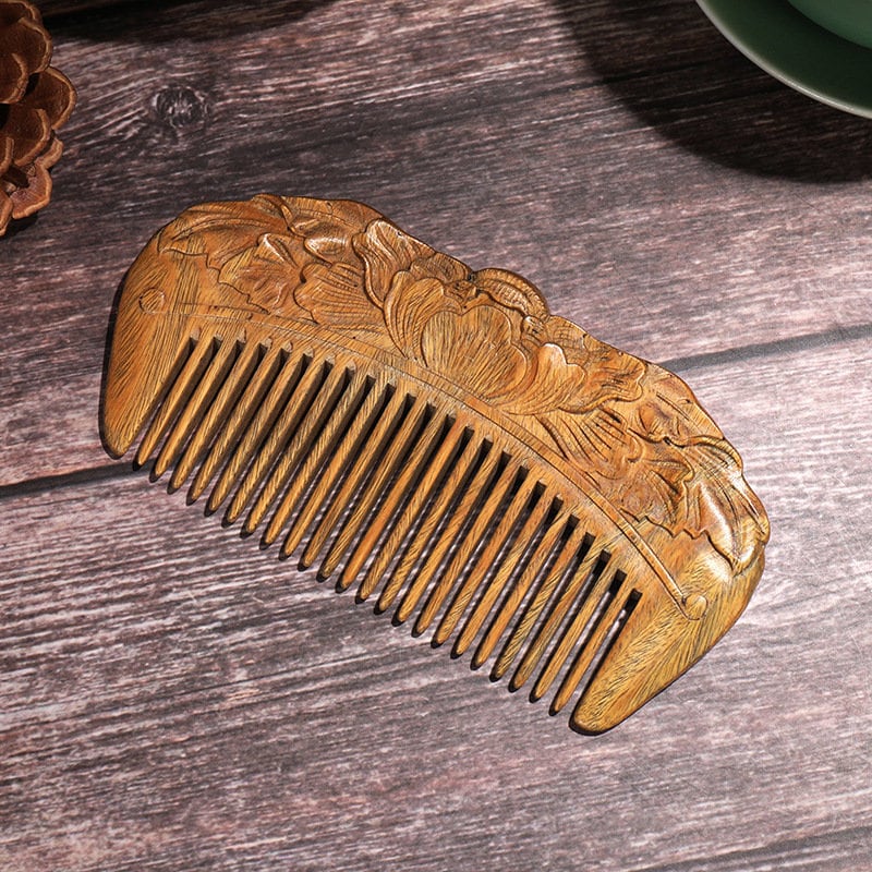 Oriental Ornate Verawood Hair Comb Classical Temperament Natural Wood ...