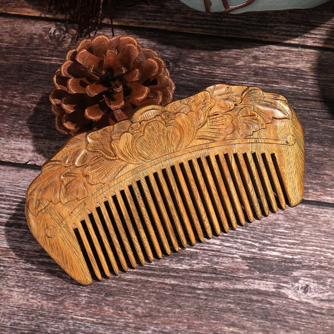 Oriental Ornate Verawood Hair Comb Classical Temperament Natural Wood ...