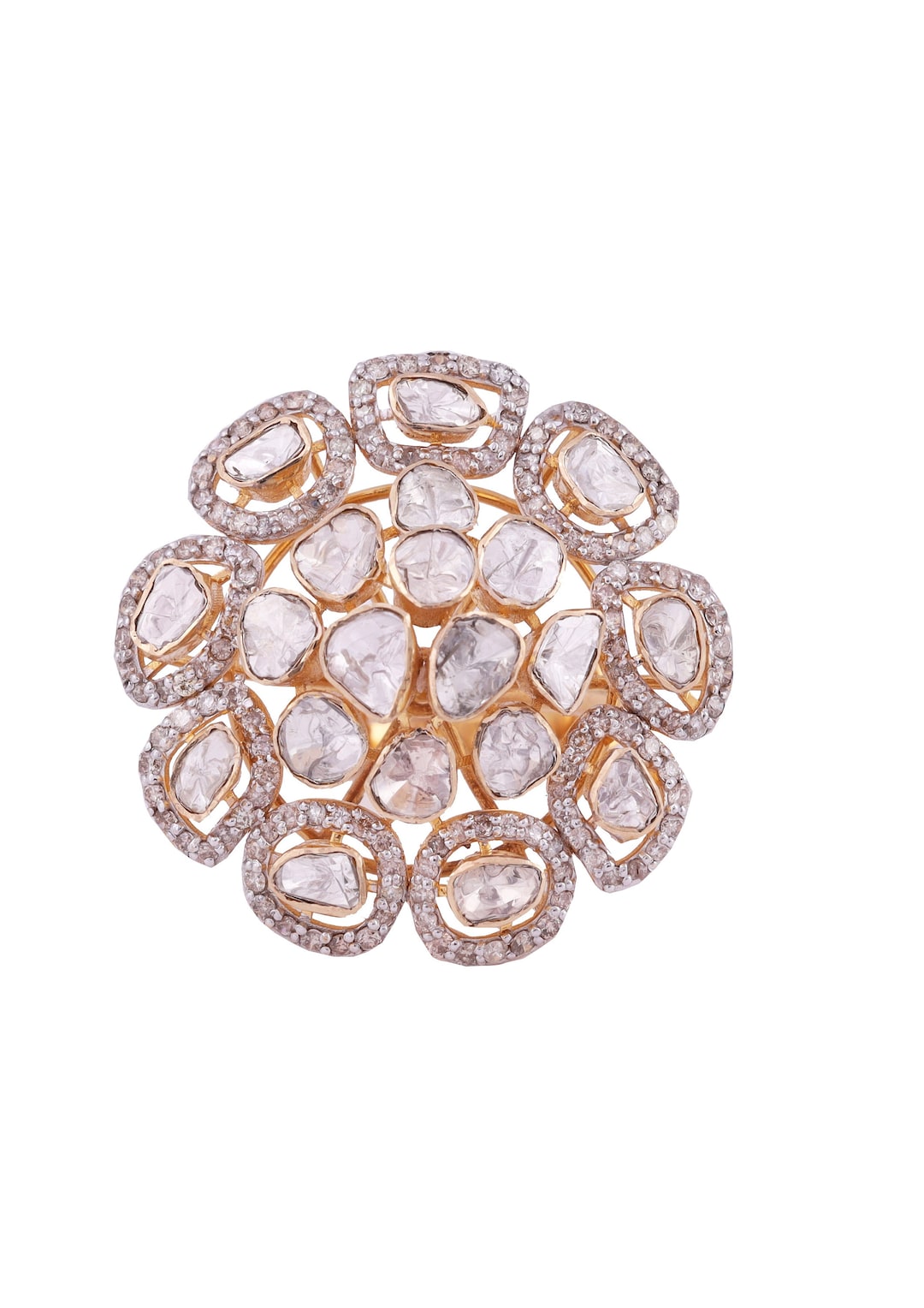 Natural Uncut Polki Ring: Single Cut Diamond, 925 Sterling Silver ...