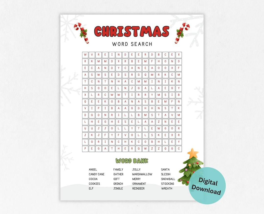 Christmas Word Search, Winter Word Search, Printable Word Search Puzzle ...