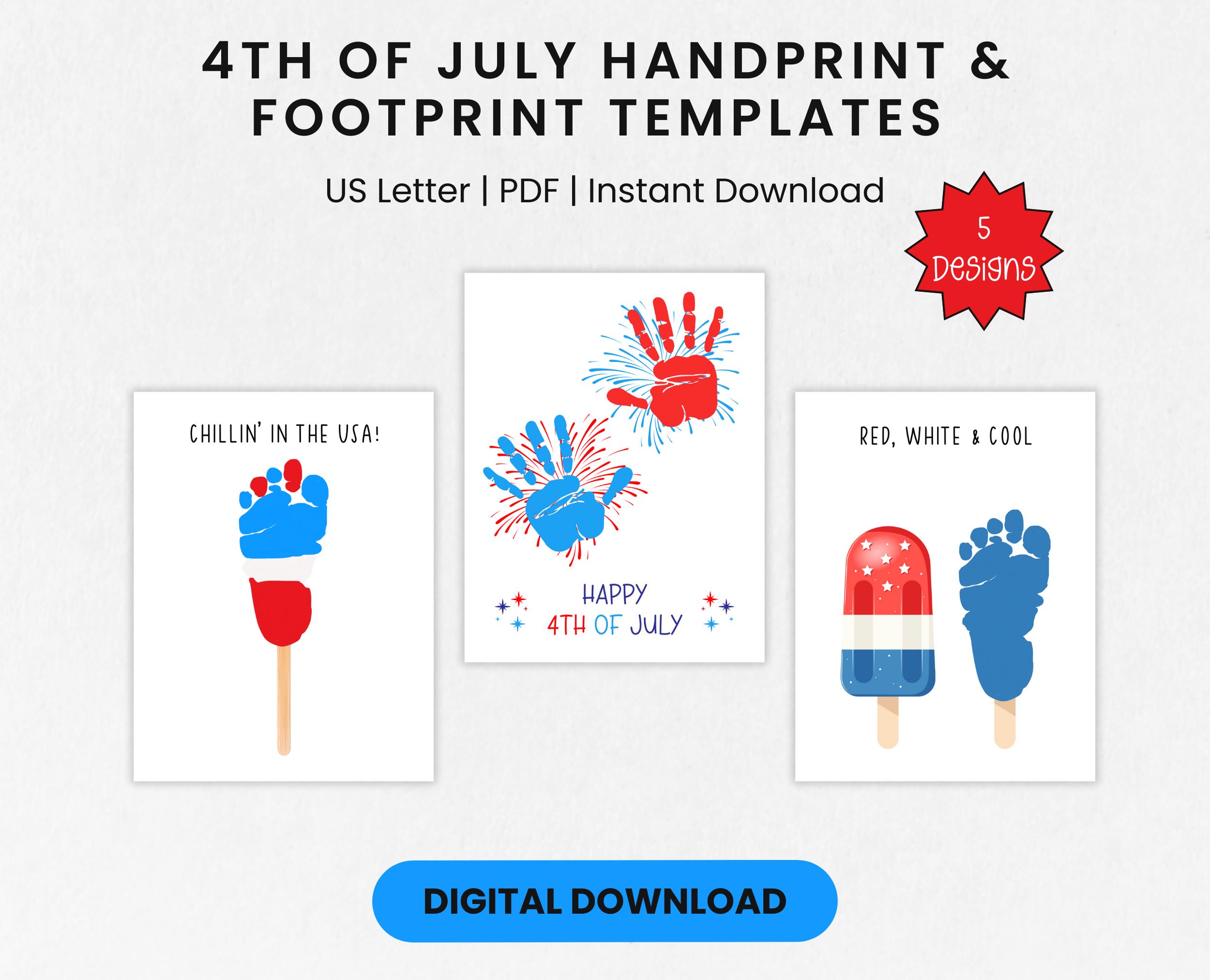 4th of July Handprint Craft Templates, 4th of July Footprint Art ...