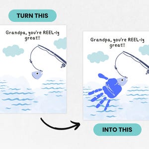 Fishing Handprint Art for Grandpa, Grandparents Day Handprint Craft ...