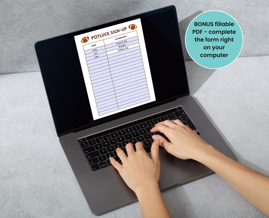 Football Potluck Sign up Sheet, Office Potluck Party Printable, Fall ...