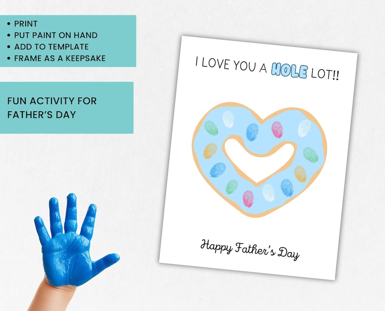 Father's Day Printable Craft, Donut Handprint Art Template for Dad ...