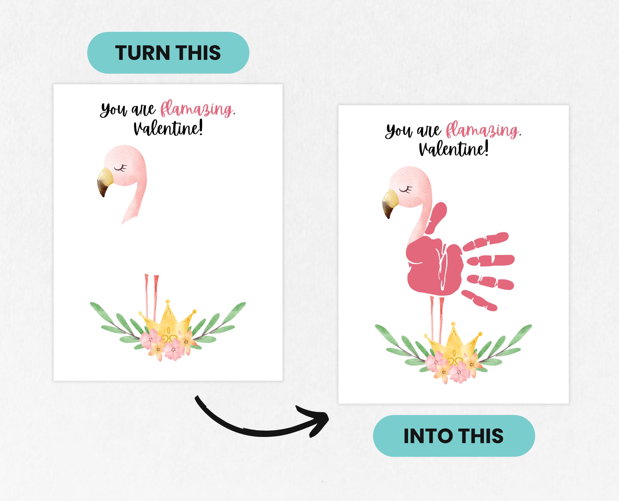Flamingo Handprint Art Template for Valentine's Day, Valentines Day ...