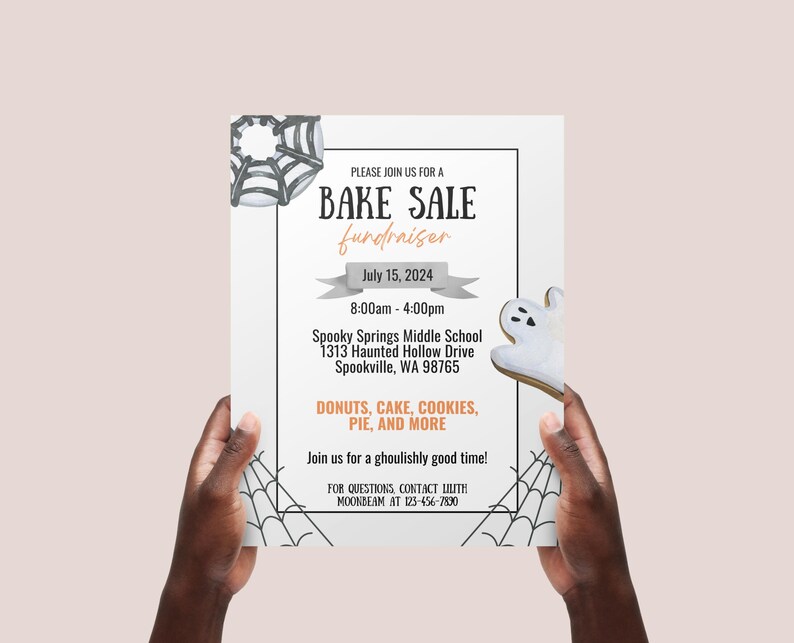 Editable Halloween Bake Sale Flyer, Fall Bake Sale Fundraiser Printable ...