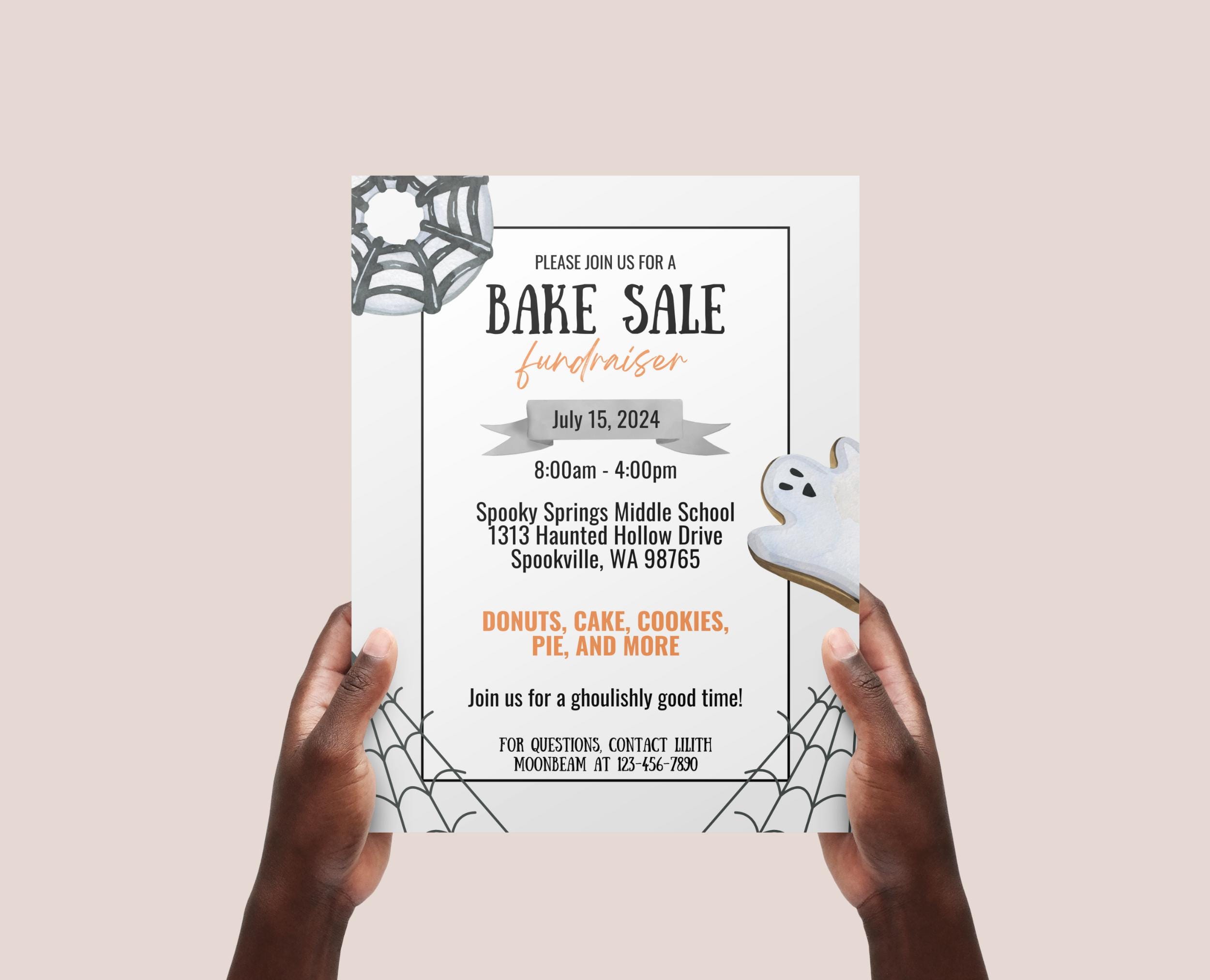 Editable Halloween Bake Sale Flyer, Fall Bake Sale Fundraiser Printable ...