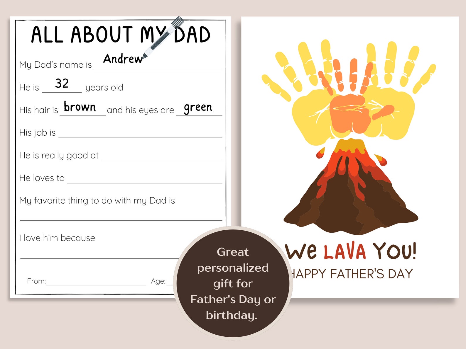 Father's Day Bundle, All About My Dad Printable, Father's Day Handprint ...