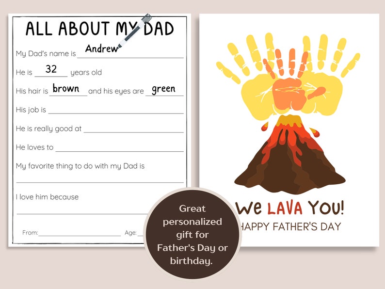 Father's Day Bundle, All About My Dad Printable, Father's Day Handprint ...