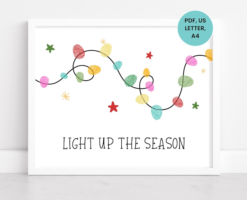 Christmas Lights Fingerprint Craft Template, Toddler Christmas ...