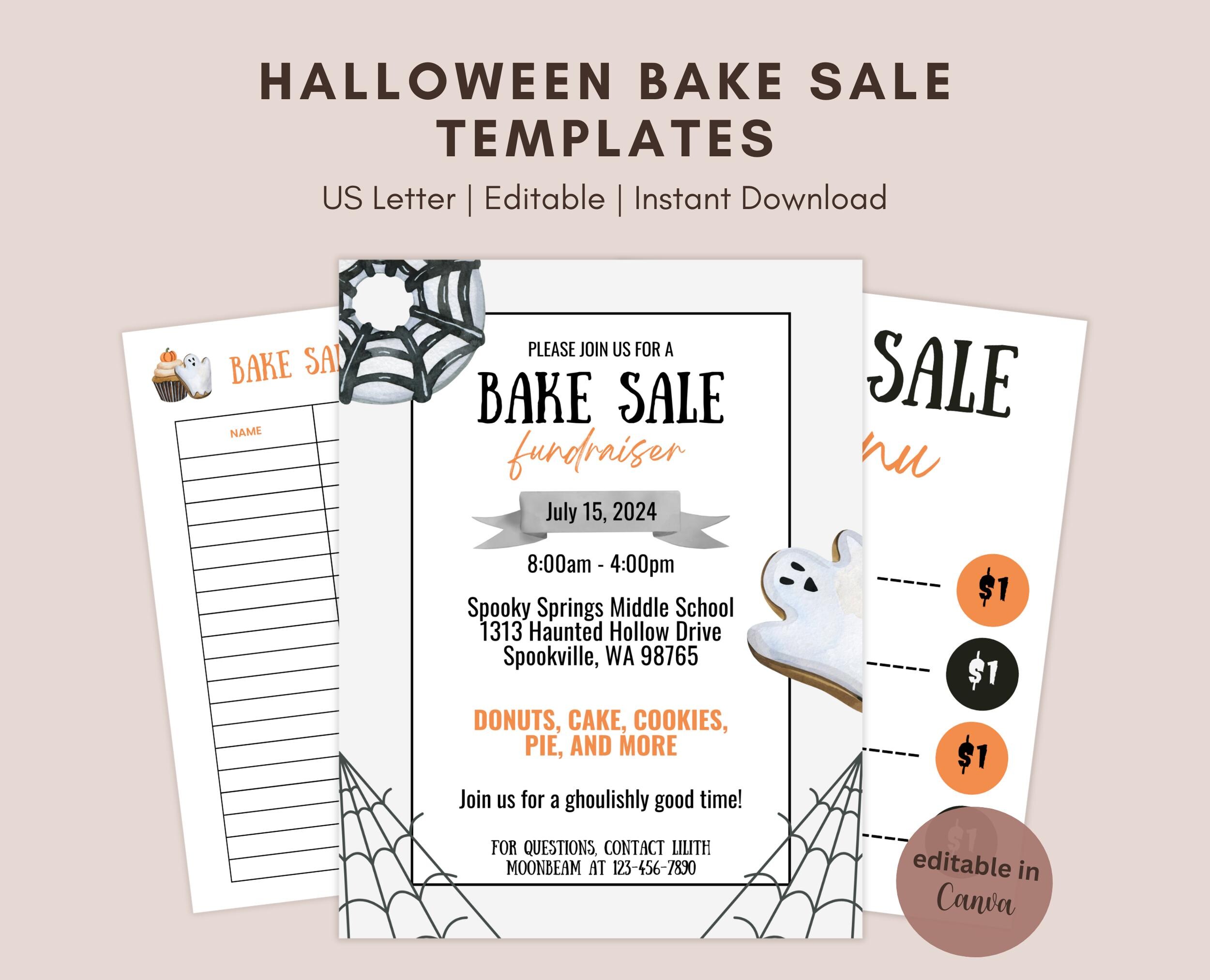 Editable Halloween Bake Sale Flyer, Fall Bake Sale Fundraiser Printable ...