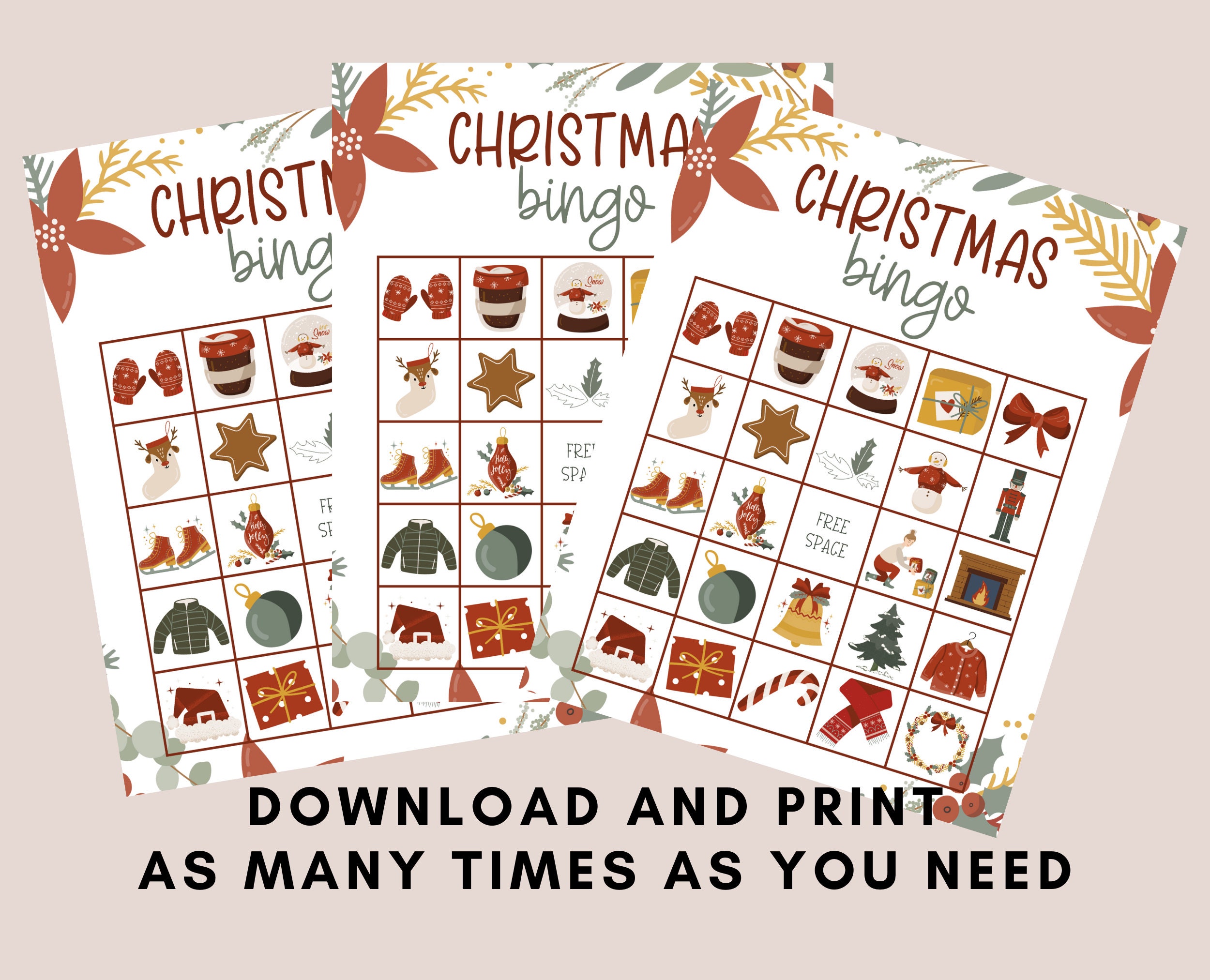 Christmas Bingo Printable Bingo Cards Christmas Party Game - Etsy