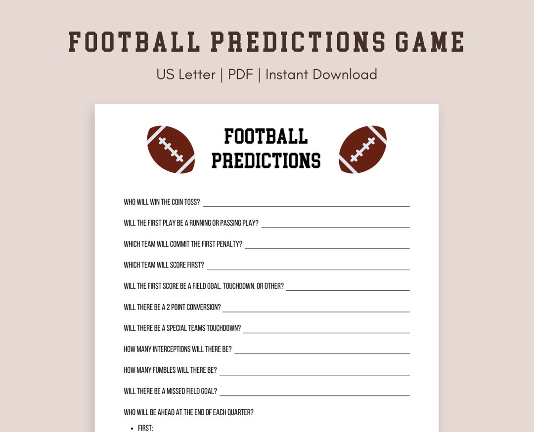 Football Predictions Guessing Game, Football Party Game for Kids and ...