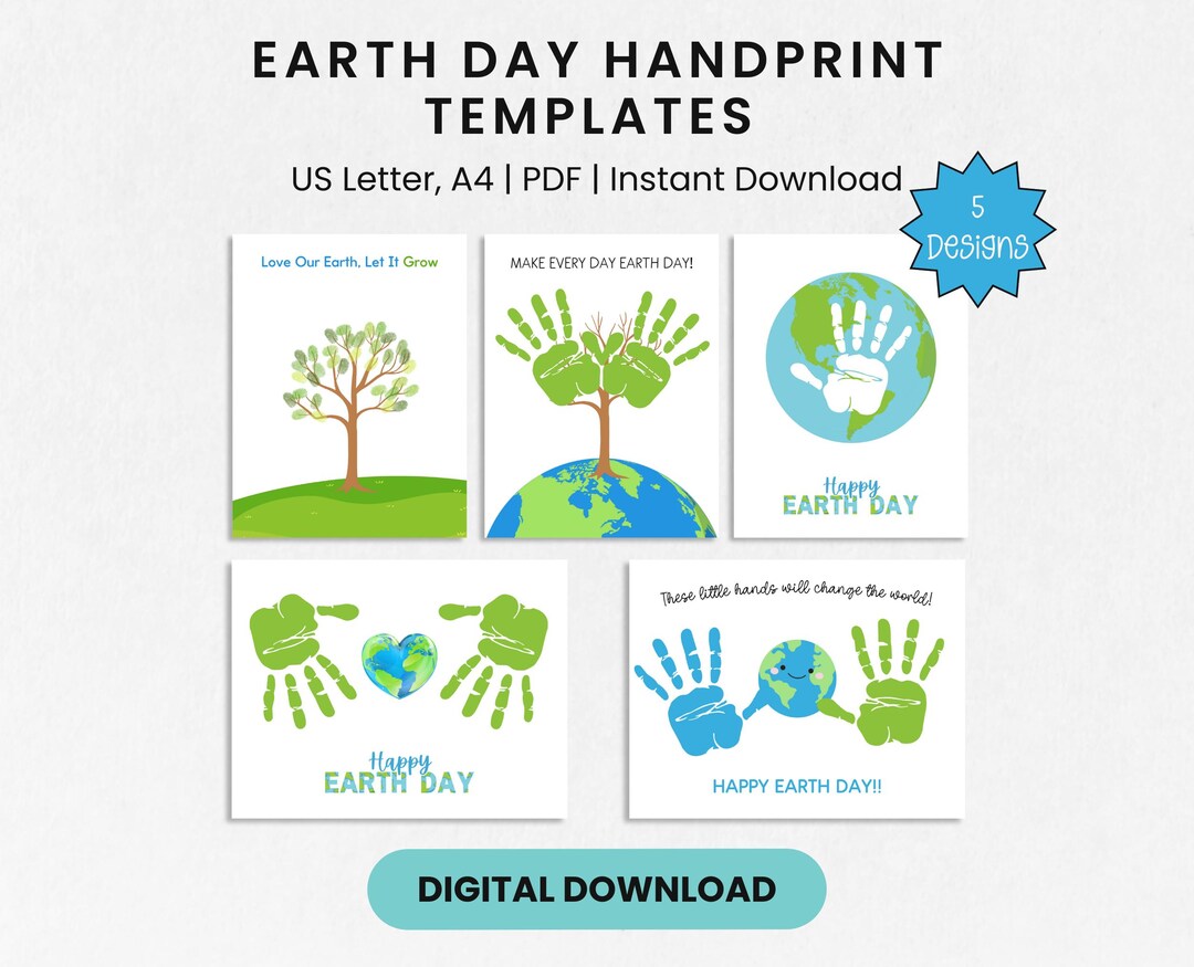 Earth Day Handprint Art Templates, Earth Day Handprint Craft, Printable ...