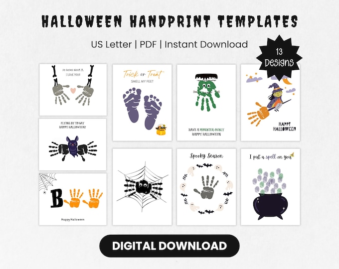 Halloween Handprint Art | Halloween Handprint Craft Bundle | Halloween ...