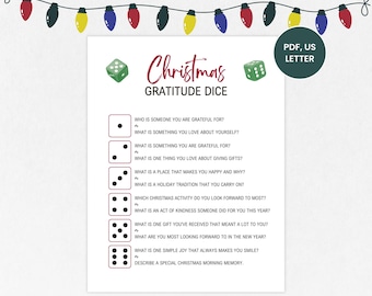 Christmas Gratitude Dice Game,christmas Dice Game,festive Family ...