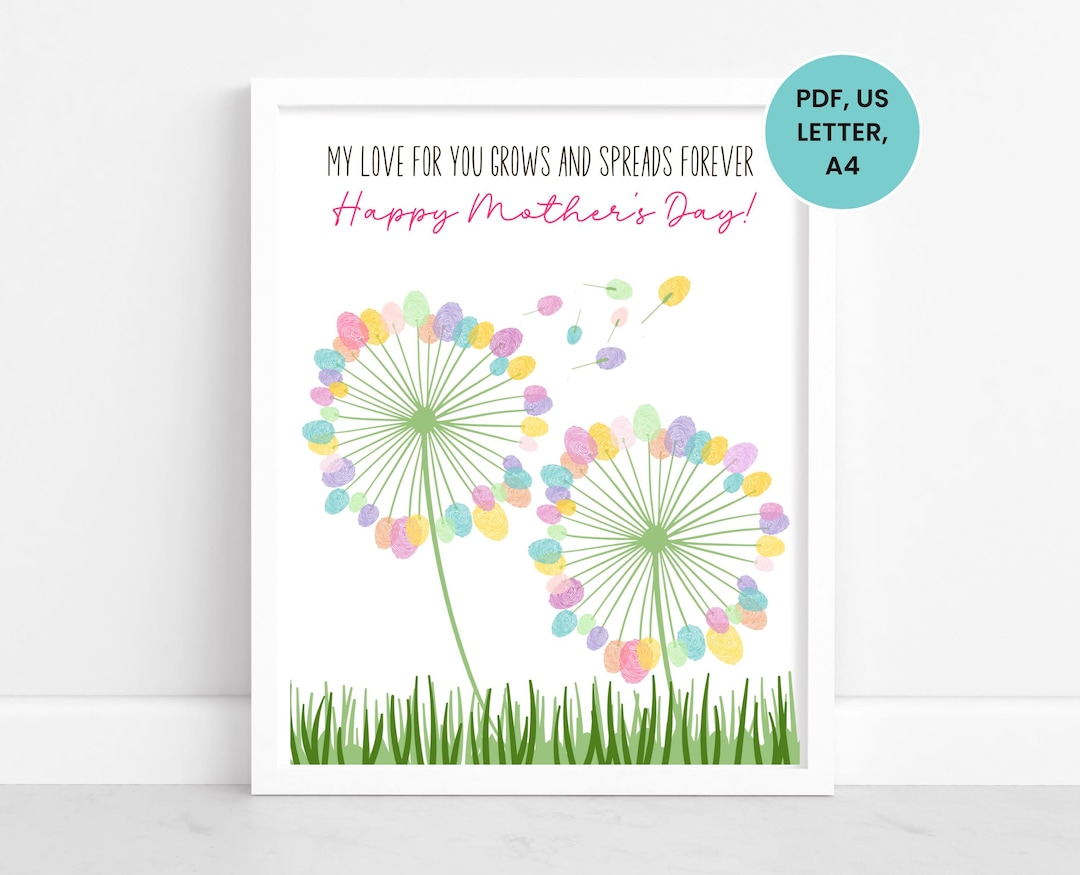 Mothers Day Fingerprint Art, Mother's Day Fingerprint Craft, Mothers ...