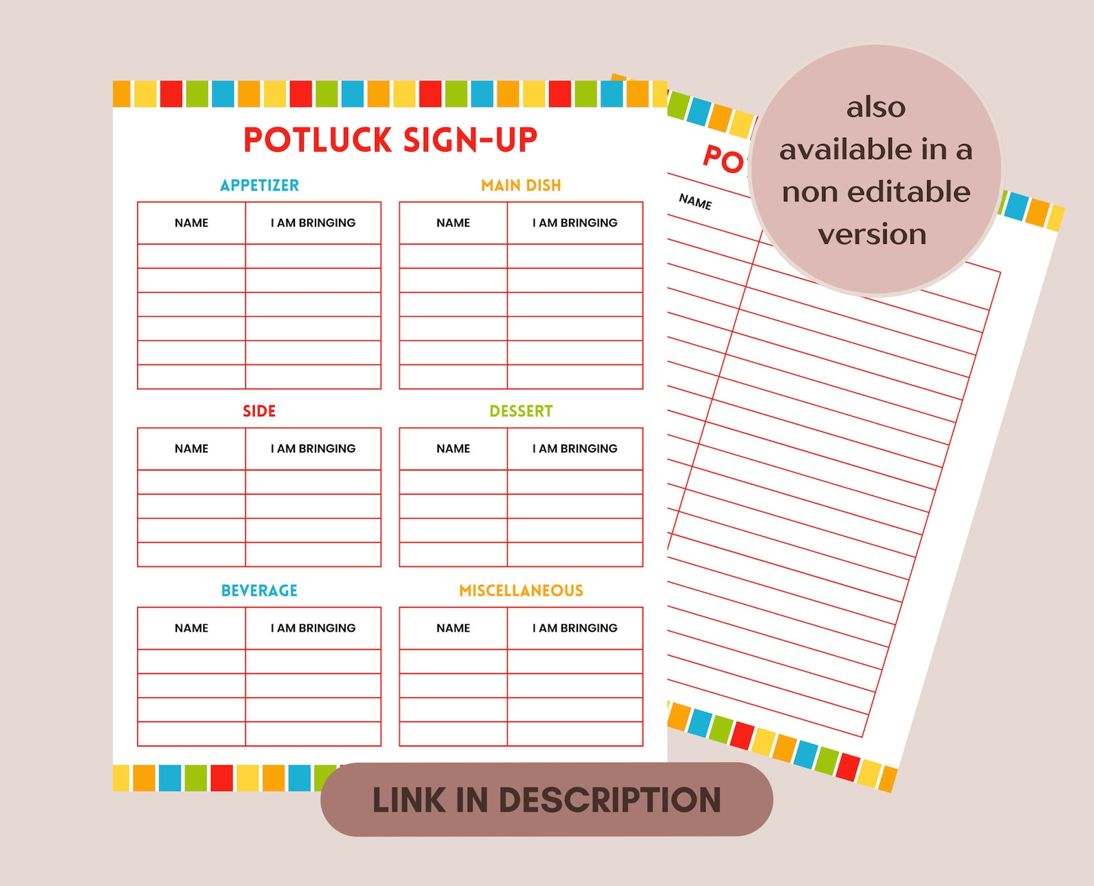 EDITABLE Fiesta Potluck Sign up Sheet, Office Potluck Party Printable ...