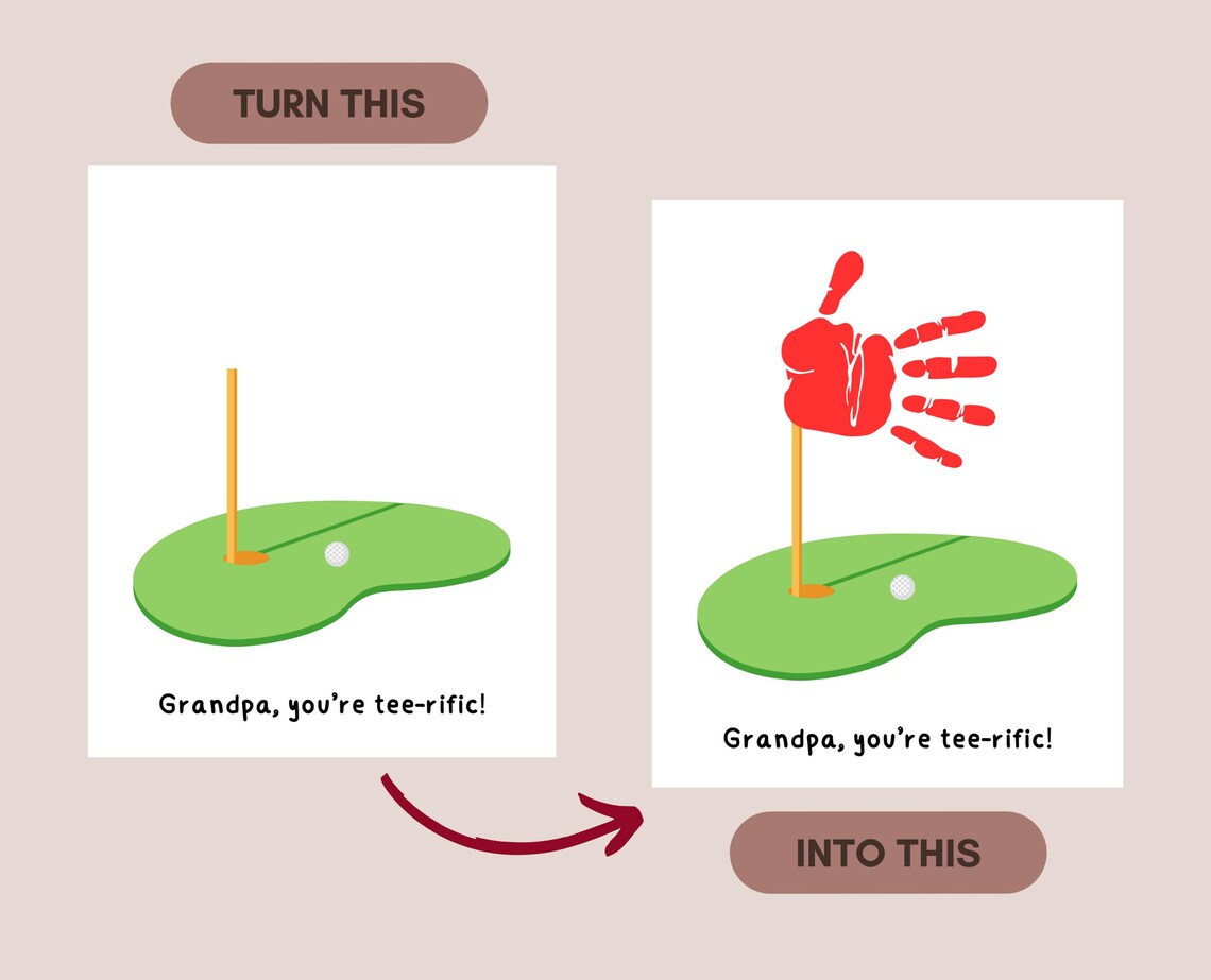Golf Handprint Art Template for Grandpa, Grandparents Day Handprint ...