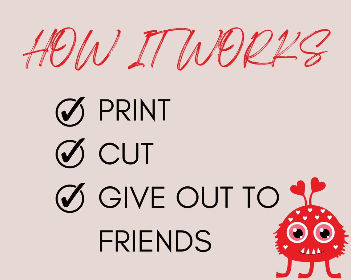 Monster Class Valentines, Printable School Valentines, Valentine's Day ...