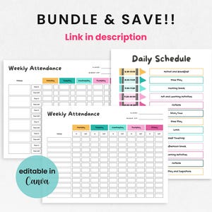 Editable Weekly Attendance Tracker Template, Daycare Sign In, Preschool ...