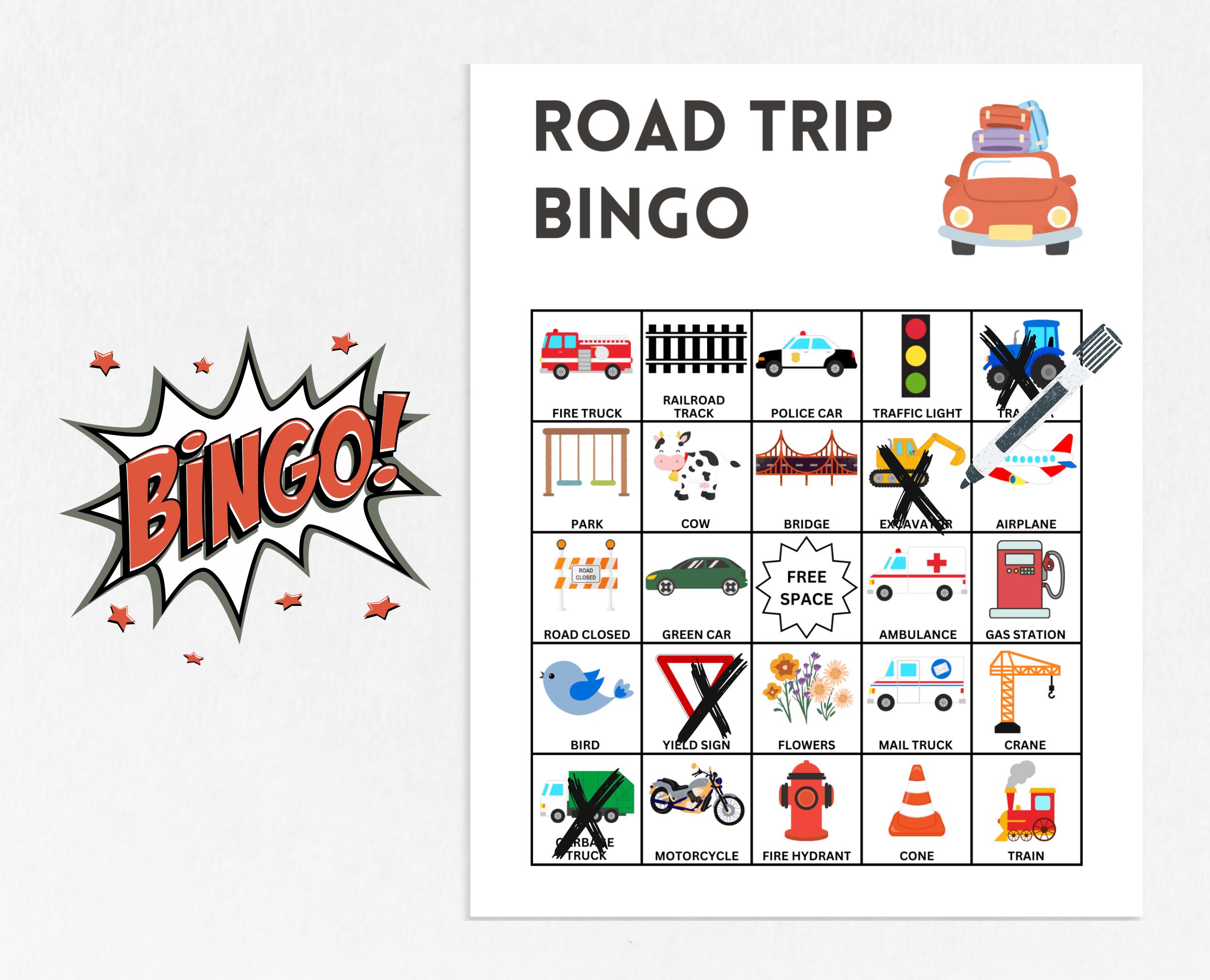 Road Trip Bingo, Printable Bingo Cards, Scavenger Hunt for Kids, Road ...