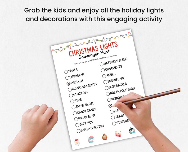 Christmas Lights Scavenger Hunt, Holiday Lights Scavenger Hunt for Kids ...