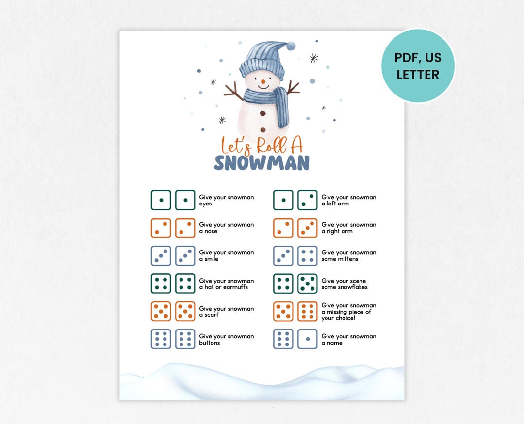 Roll A Snowman Game, Snowman Dice Game, Printable Christmas Group Game ...