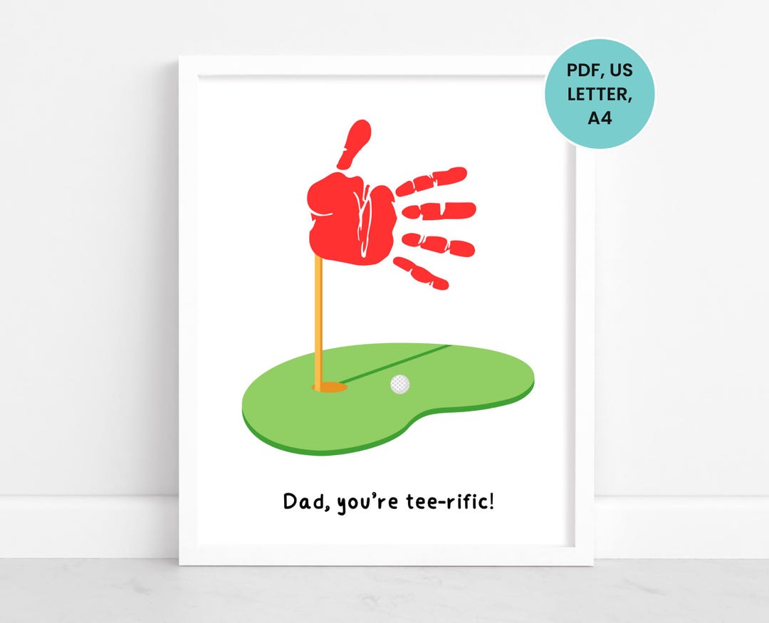 Golf Handprint Art Template for Dad, Father's Day Handprint Craft ...