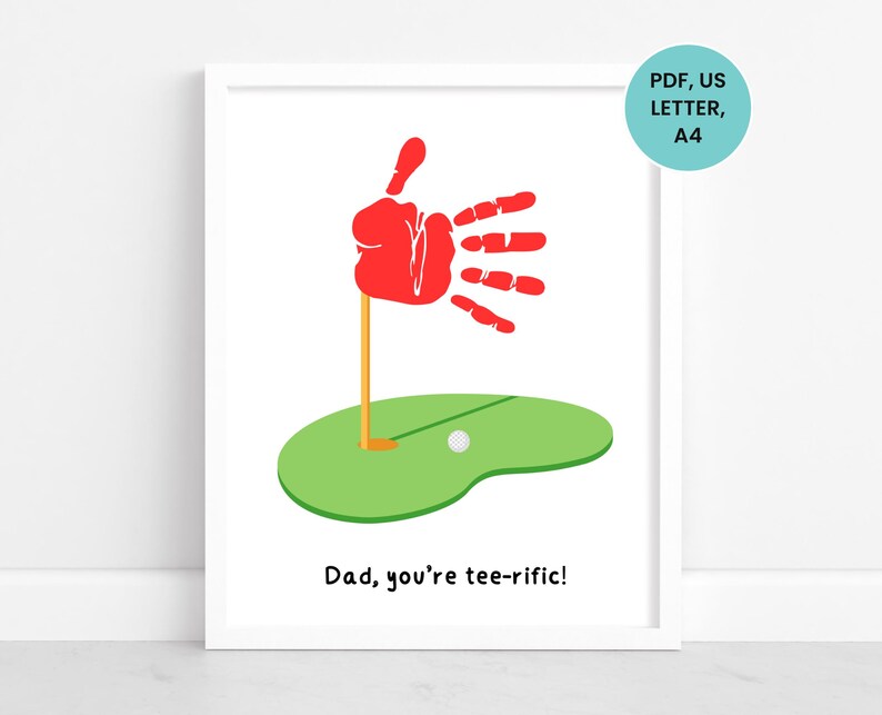Golf Handprint Art Template for Dad, Father's Day Handprint Craft ...