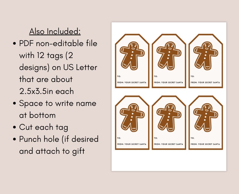 Editable Secret Santa Gift Tag, to From Gift Tags, Santa Gift Tags ...