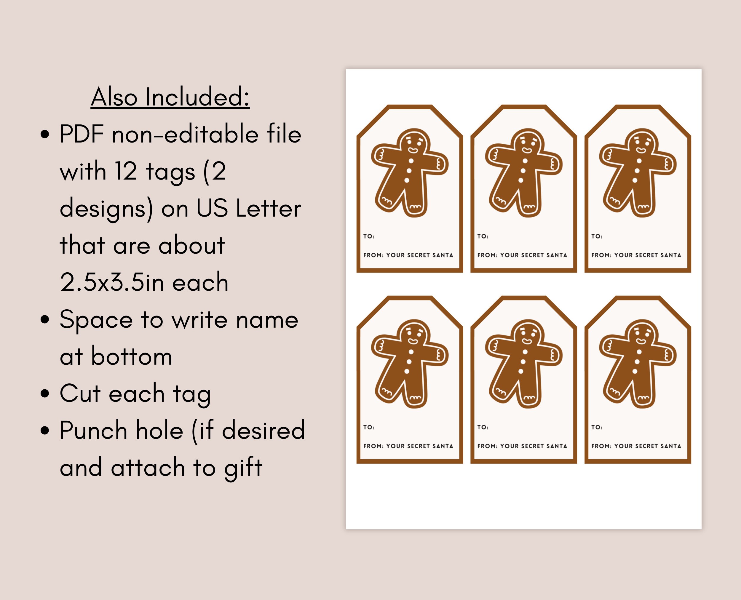 Editable Secret Santa Gift Tag, to From Gift Tags, Santa Gift Tags ...