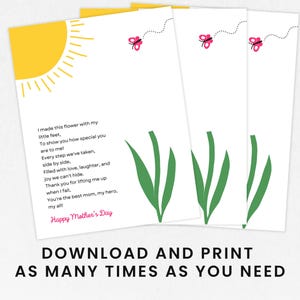 Mother's Day Footprint Art Template, Mother's Day Flower Footprint ...