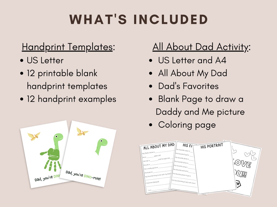 Father's Day Bundle, All About My Dad Printable, Father's Day Handprint ...