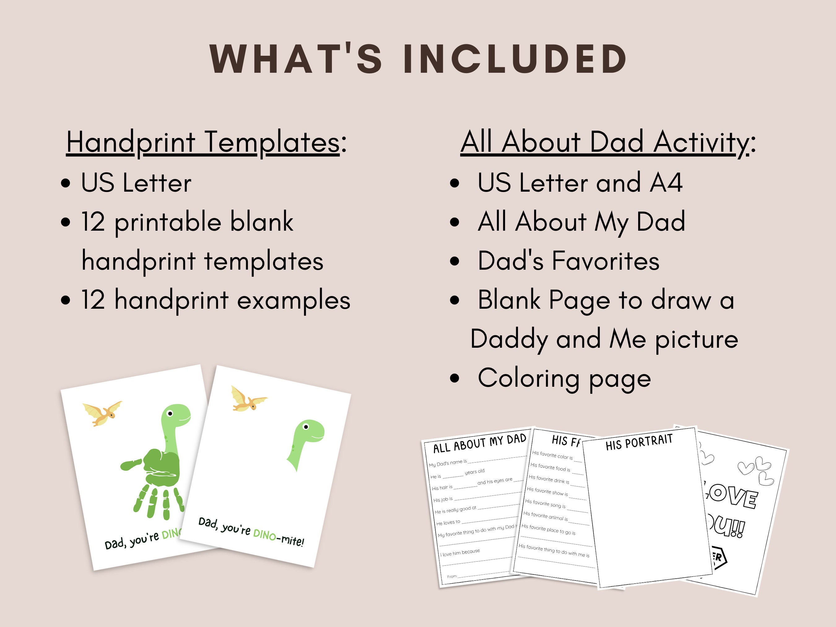 Father's Day Bundle, All About My Dad Printable, Father's Day Handprint ...
