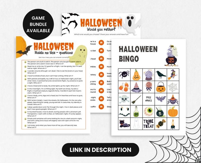 Halloween Bingo Game, Printable Bingo Cards, Halloween Party Game ...