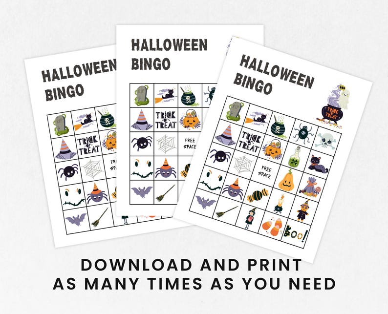 Halloween Bingo Game, Printable Bingo Cards, Halloween Party Game ...