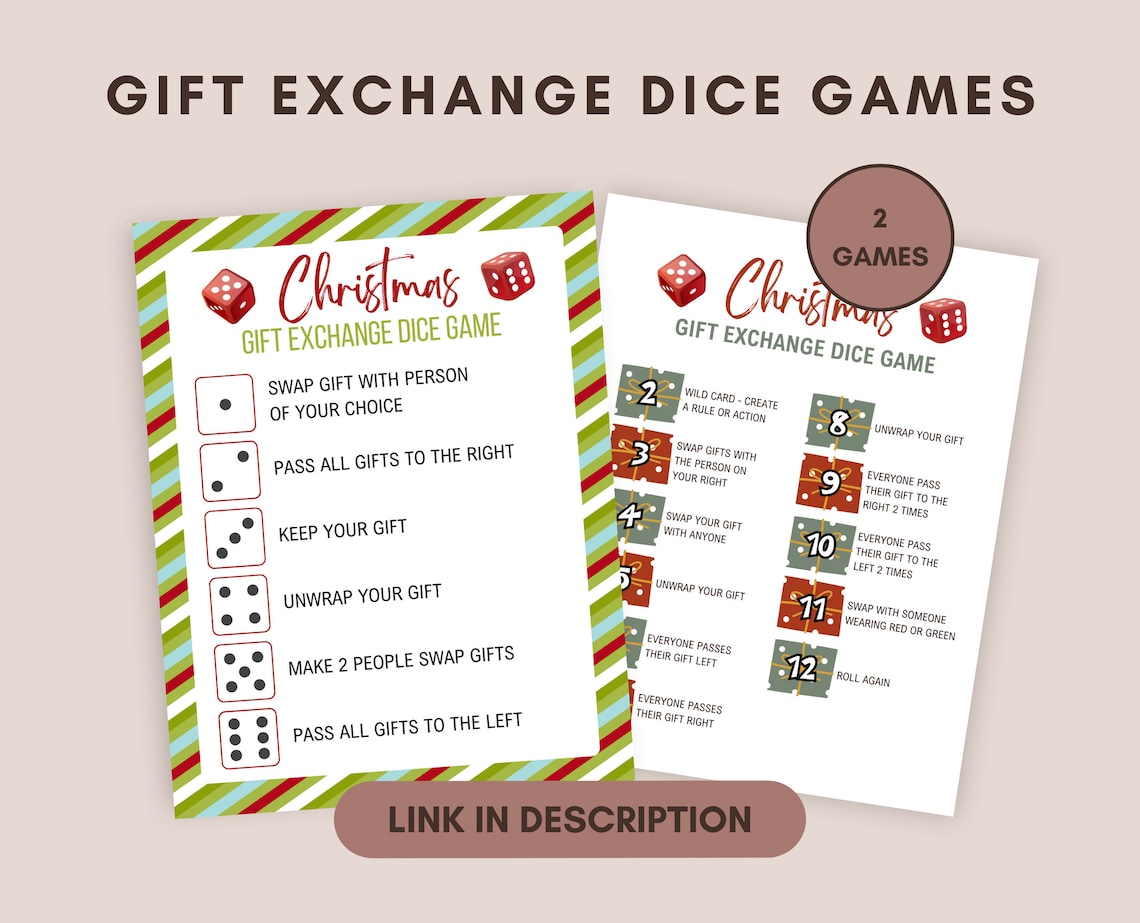 Christmas Dice Game Printable, Christmas Gift Exchange Dice Game, White Elephant Dice Game, Dice ...