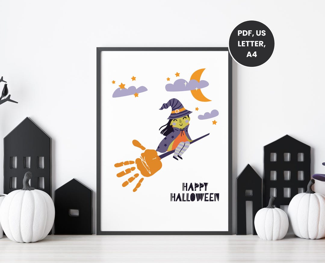 Witch Halloween Handprint Template, Halloween Handprint Art, Halloween ...