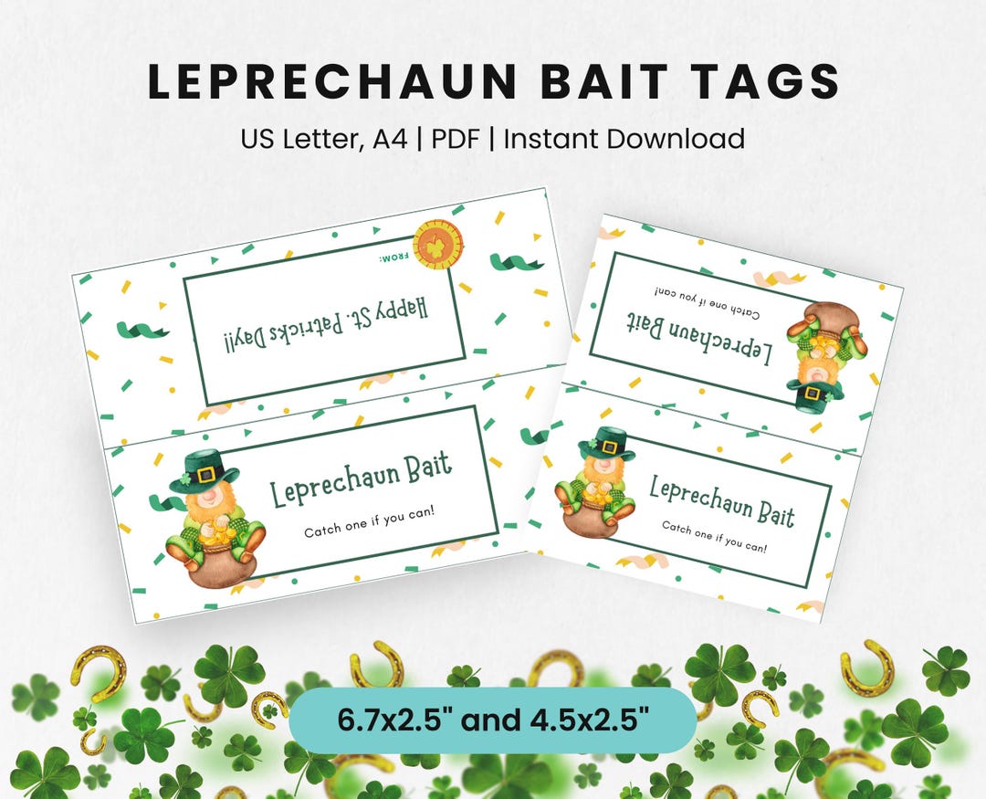 Leprechaun Bait Treat Bag Toppers, Printable Favor Bag Toppers, St ...