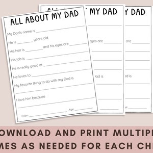Father's Day Bundle, All About My Dad Printable, Father's Day Handprint ...