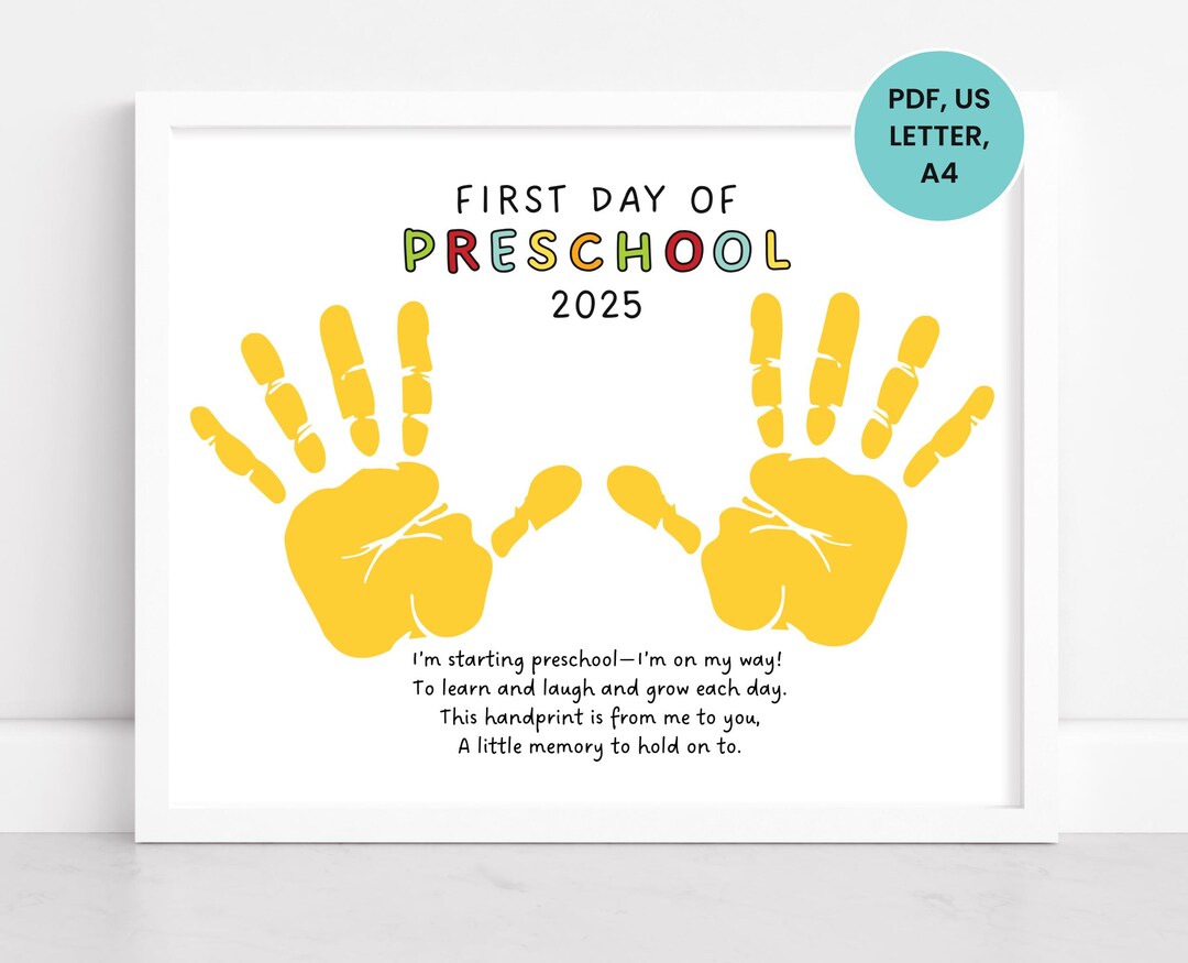First Day of Preschool Handprint Art, First Day of Prek Handprint Craft ...