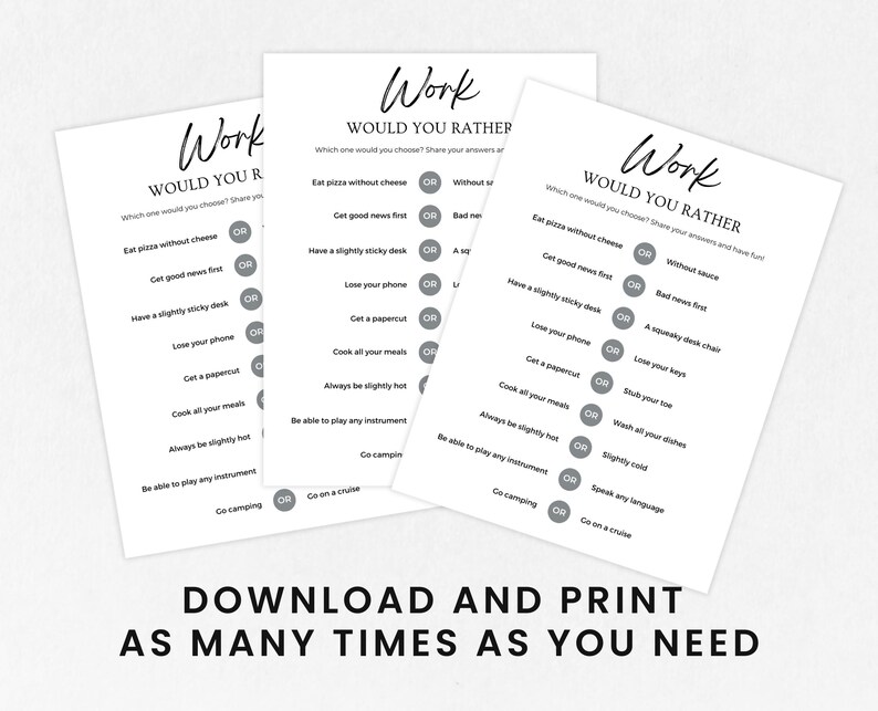Work Would You Rather Game, Printable Office Party Game, Team Building ...