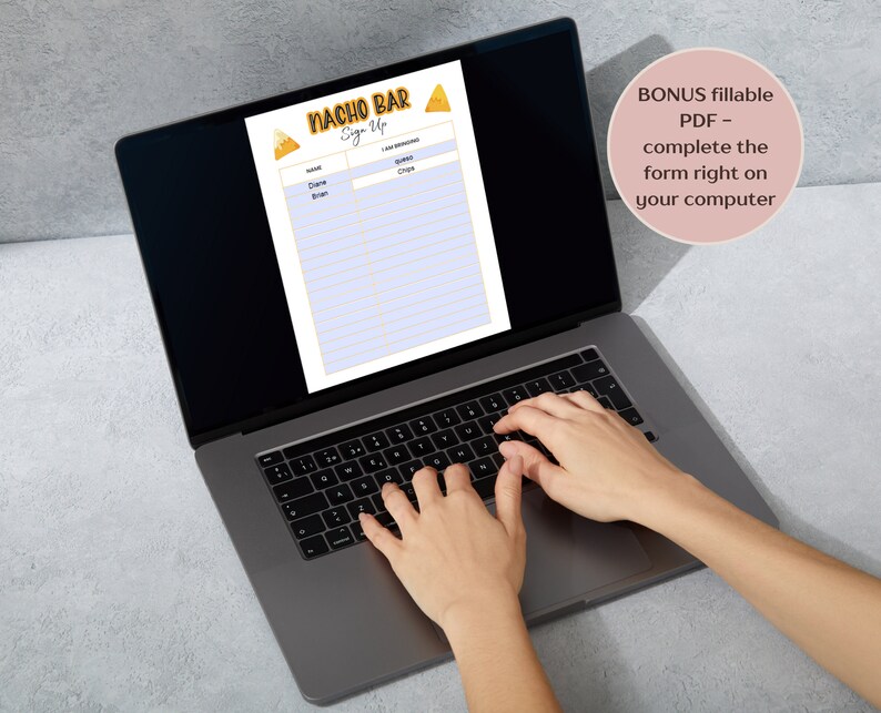 Nacho Bar Potluck Sign up Sheet, Office Potluck Party Printable, Taco ...