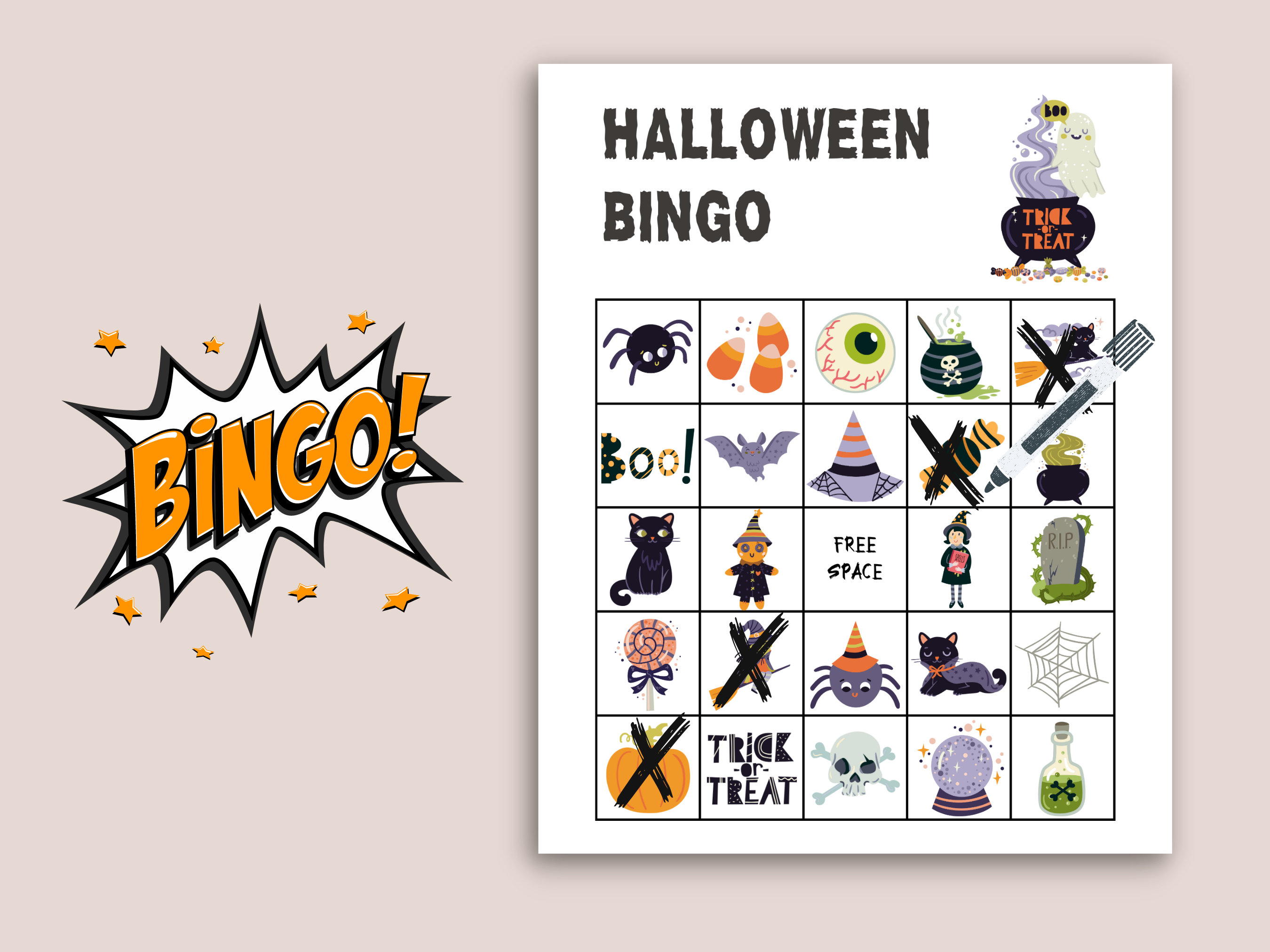 Halloween Bingo Printable Bingo Cards Halloween Party Game - Etsy