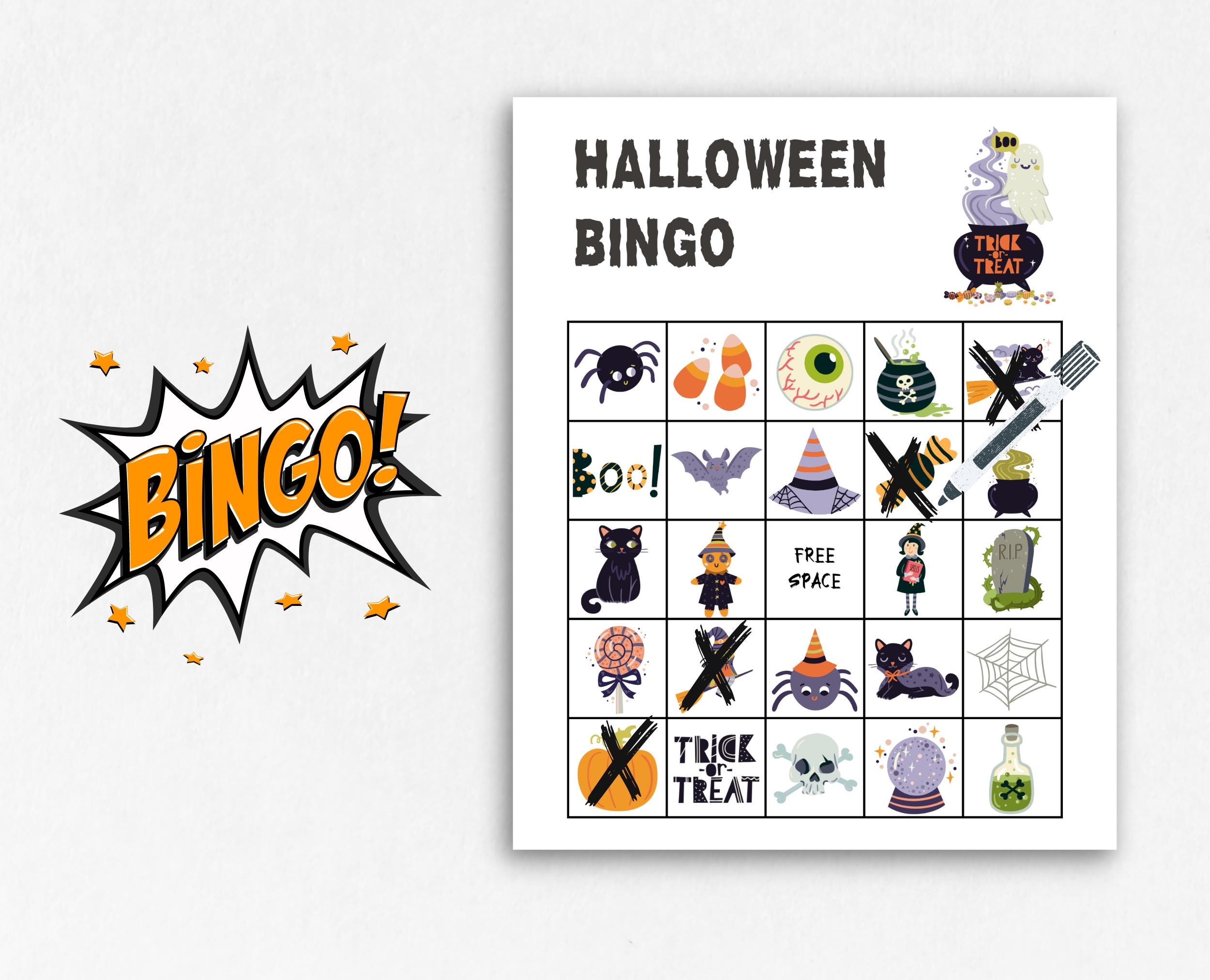 Halloween Bingo Game, Printable Bingo Cards, Halloween Party Game ...
