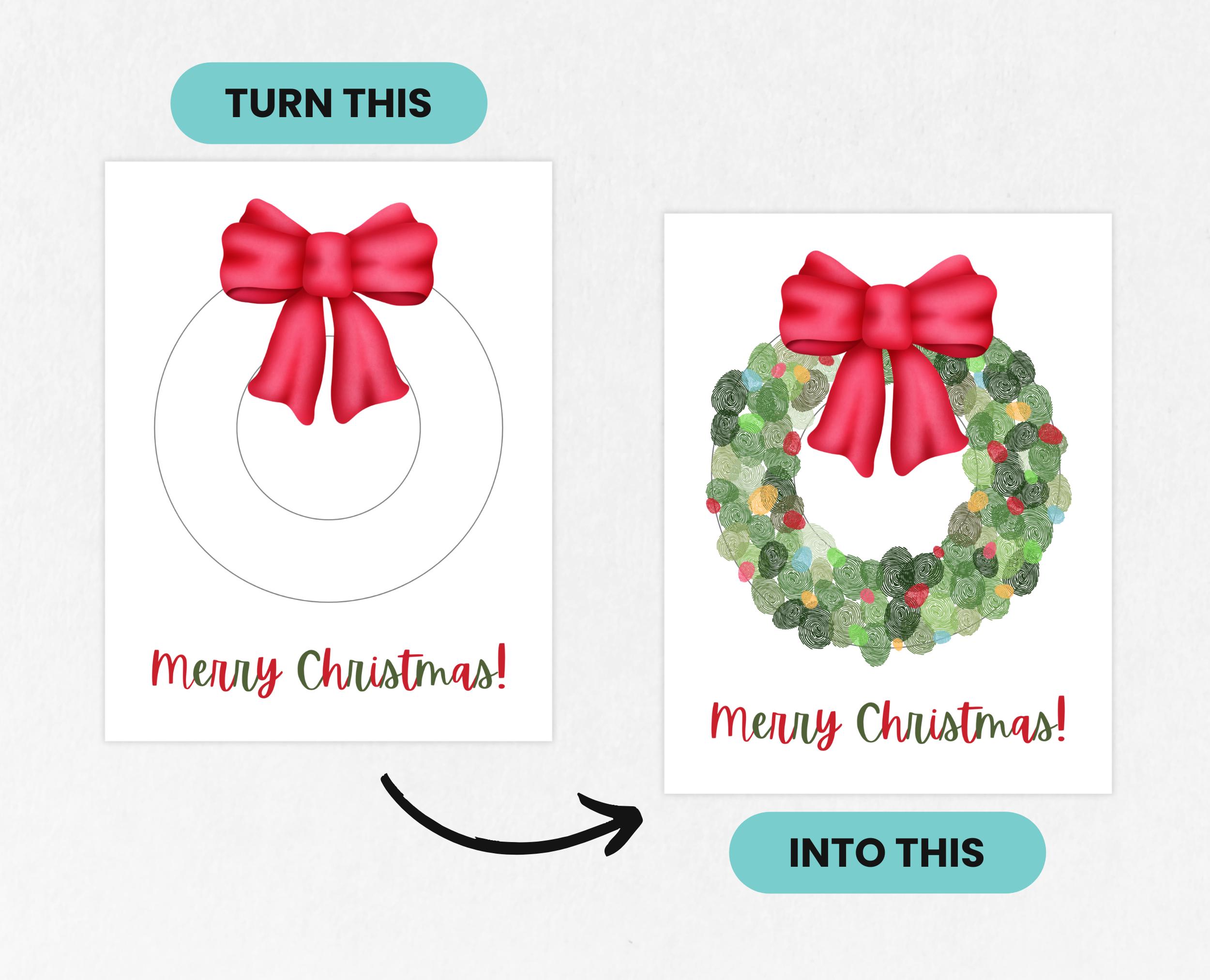 Christmas Wreath Fingerprint Craft Template, Christmas Craft ...
