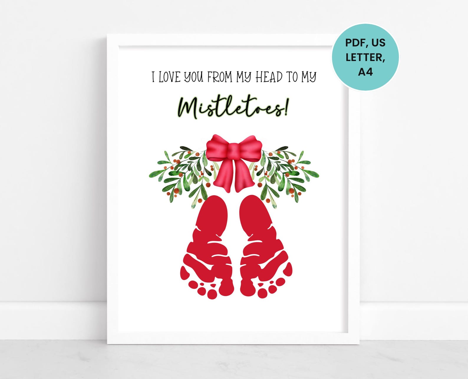 Mistletoes Christmas Footprint Craft Template, Xmas Toddler Footprint ...