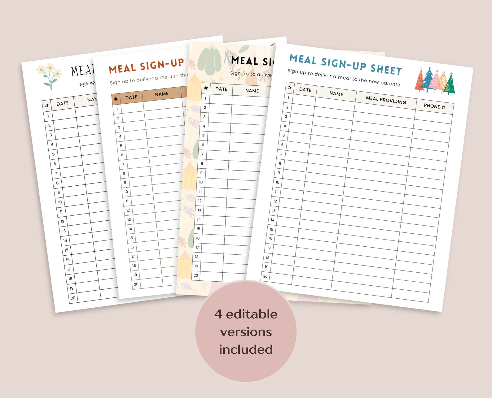 Editable Meal Sign up Sheet, Meal Train Signup Sheet Printable ...