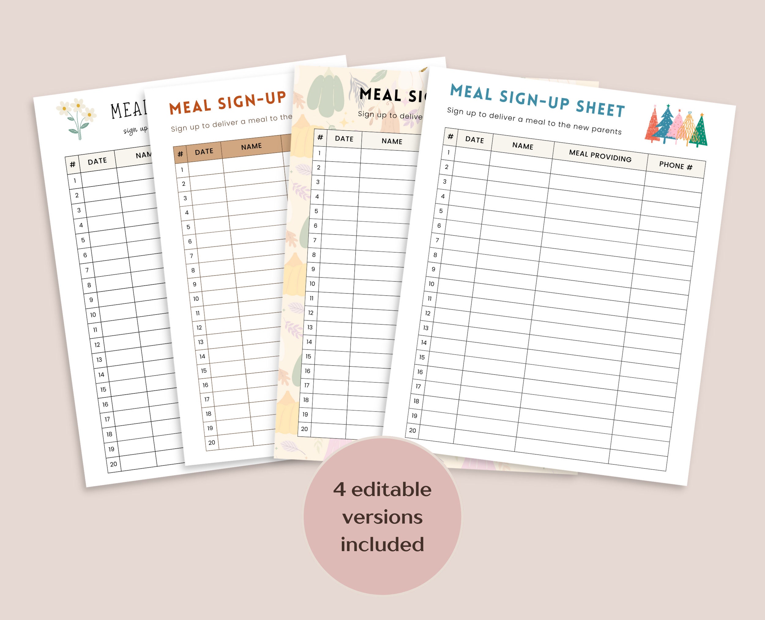 Editable Meal Sign up Sheet, Meal Train Signup Sheet Printable ...